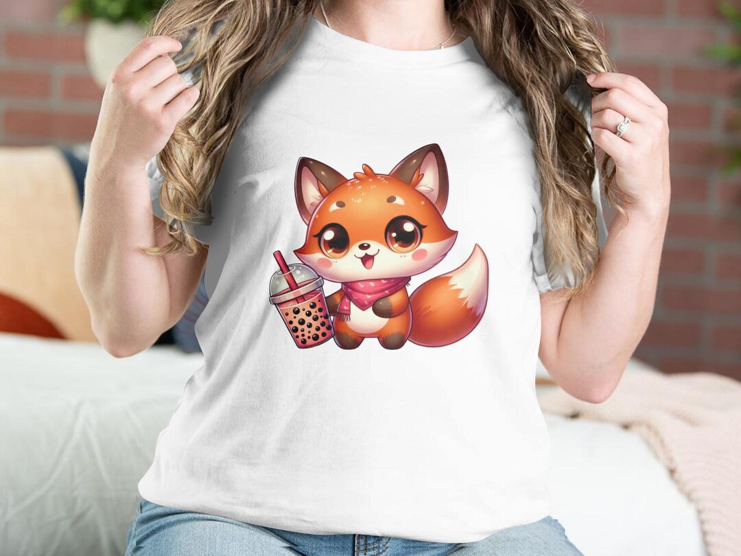 Boba Tea Fox Cute Animal Boba Tea Valentine Themed Graphic Clipart Pdf ...