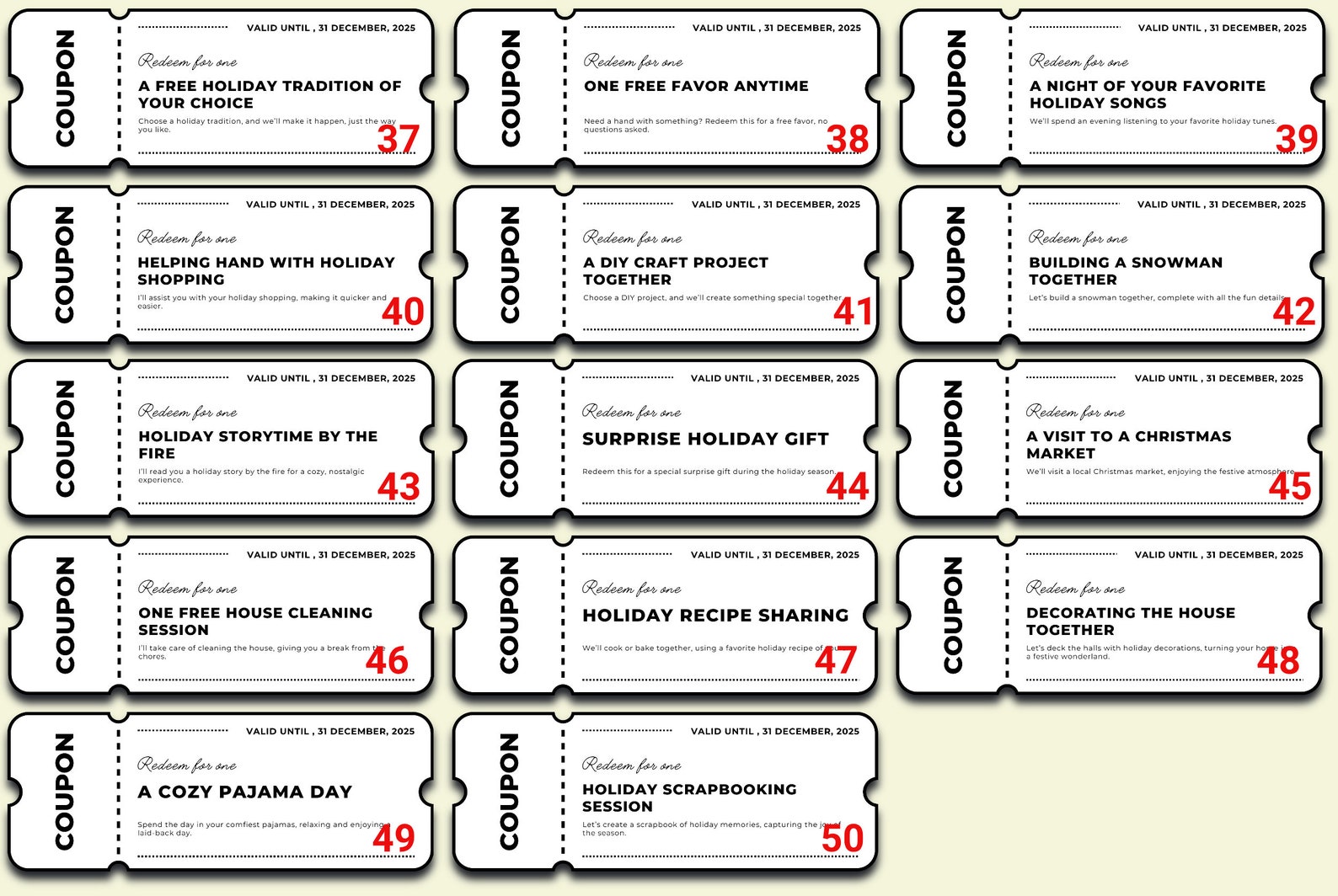 Personalized Holiday Coupon Book: Custom Vouchers, Perforated Pages - Etsy