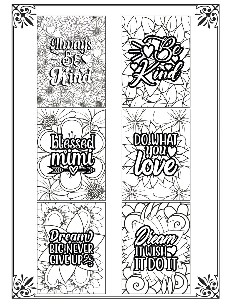 Motivational Quotes Dream Big Never Give up Coloring Pages - Etsy