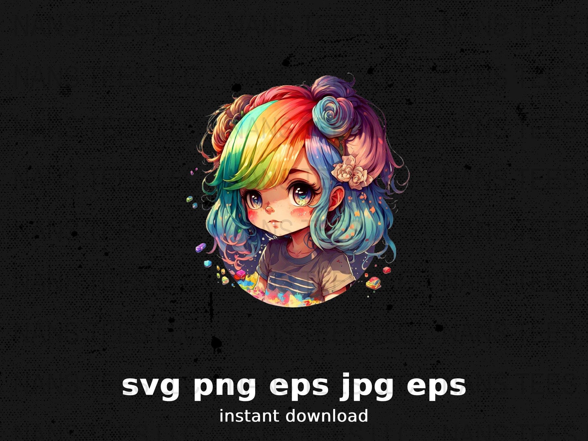 Cute Girl Rainbow 2 Svg Png Eps Dxf Rainbow Themed Digital - Etsy