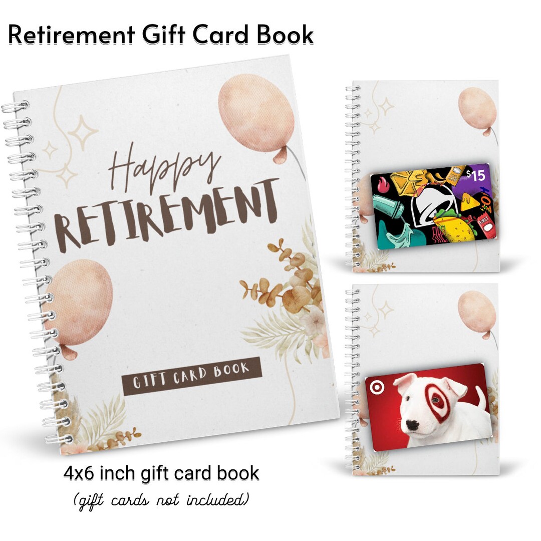 Printed Retirement Gift Card Book Retirement Gift Card Holder Friend ...