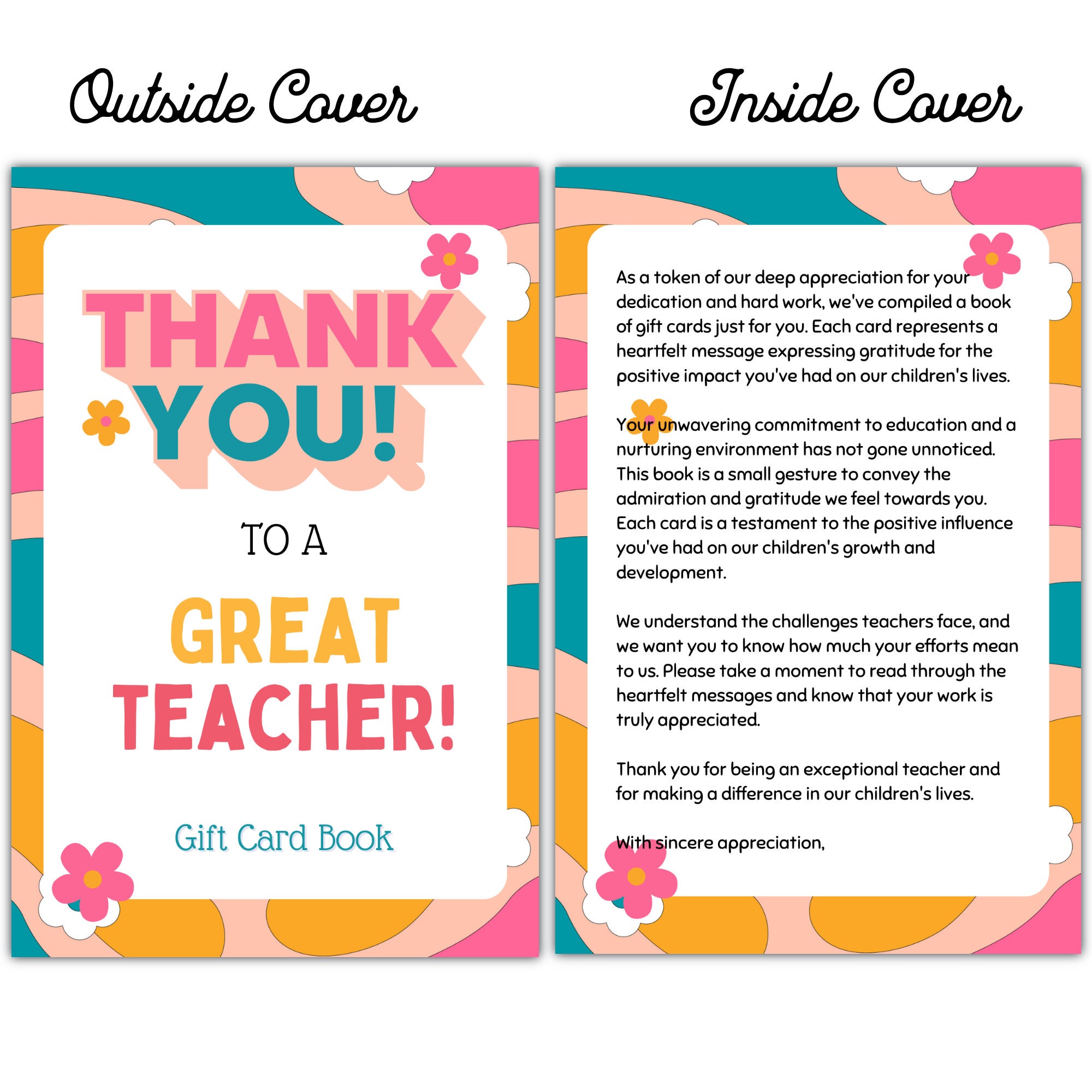 Custom Teacher Appreciation Gift Card Book: Personalized Educator Gift ...