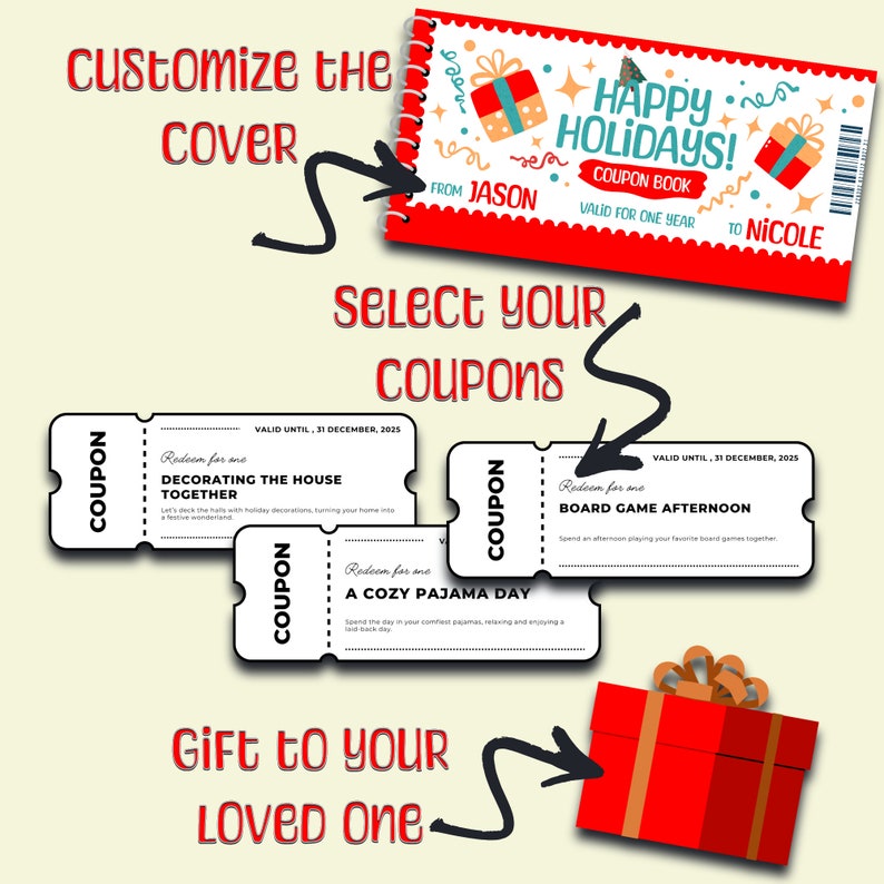 Personalized Holiday Coupon Book: Custom Vouchers, Perforated Pages - Etsy