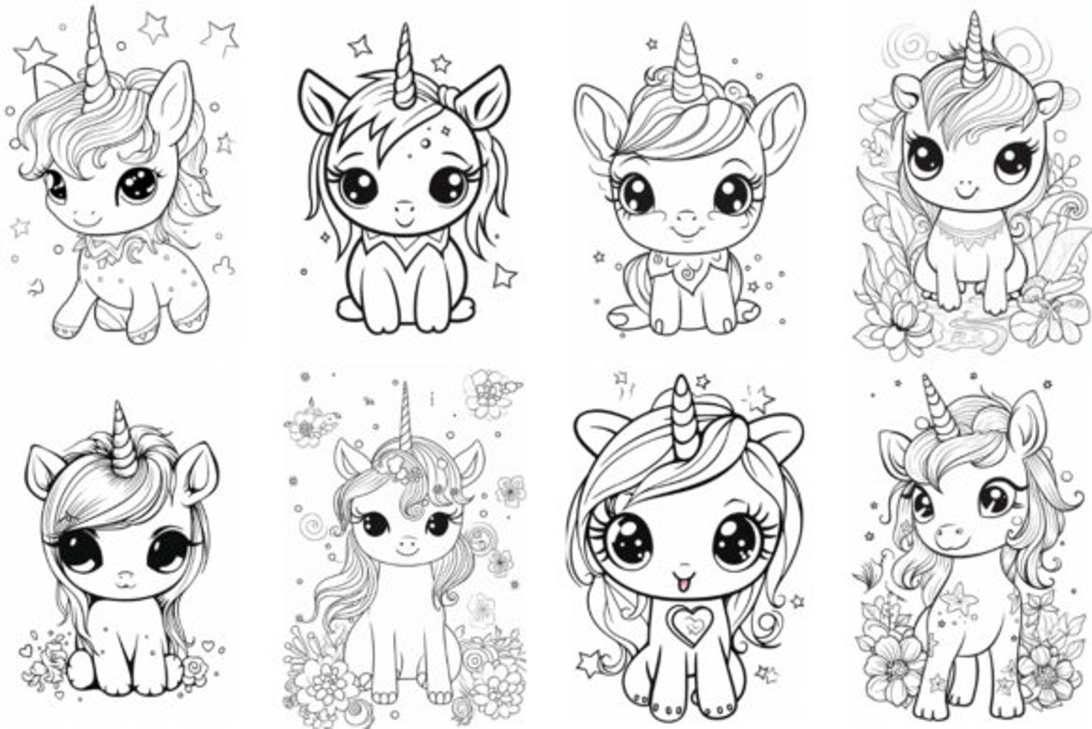 Adorable Unicorn Coloring Pages for Kids | 88 Printable Pages | Instant ...