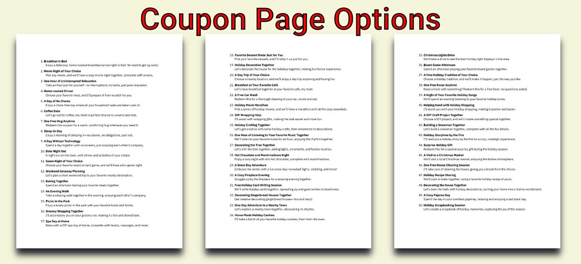 Personalized Holiday Coupon Book: Custom Vouchers, Perforated Pages - Etsy