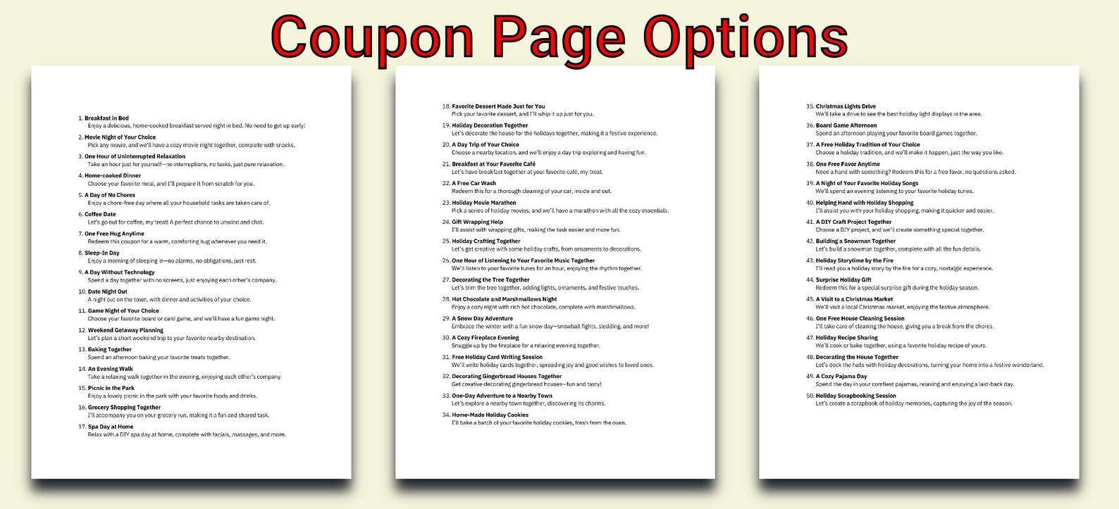 Personalized Holiday Coupon Book: Custom Vouchers, Perforated Pages - Etsy