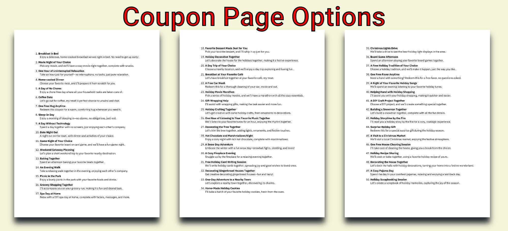 Personalized Holiday Coupon Book: Custom Vouchers, Perforated Pages - Etsy