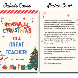 Custom Teacher Appreciation Gift Card Book Teacher Gift Card Holder ...