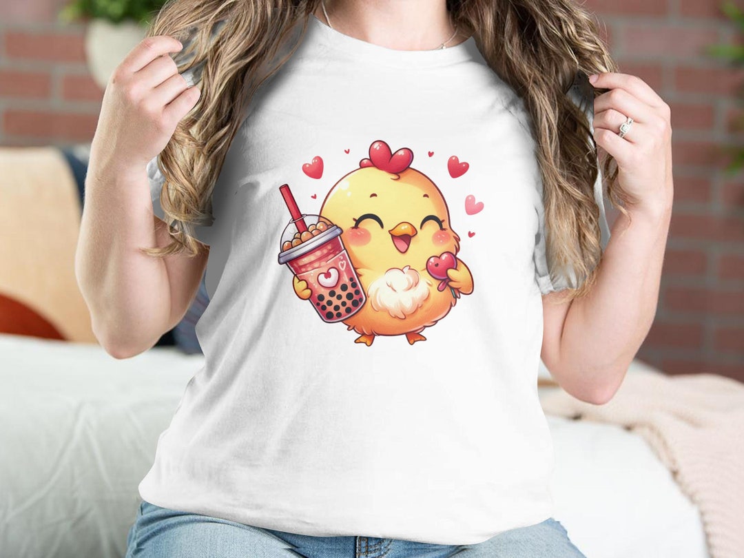 Boba Tea Rooster Cute Animal Boba Tea Valentine Themed Graphic Clipart ...