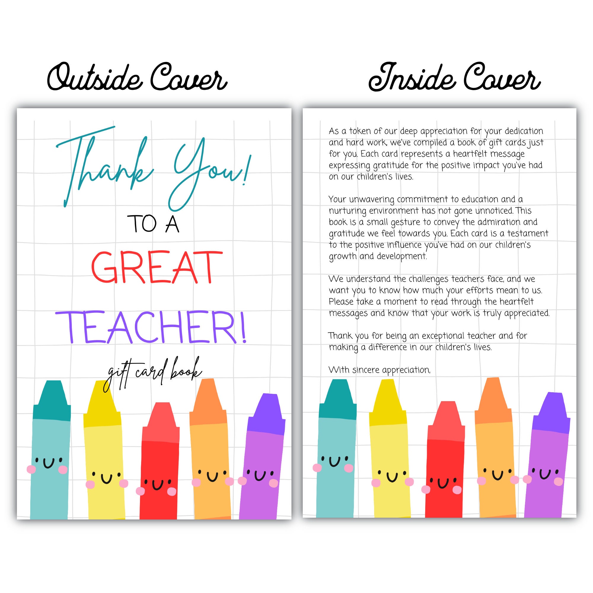 Personalized Teacher Appreciation Gift Card Book: Custom Educator Gift ...