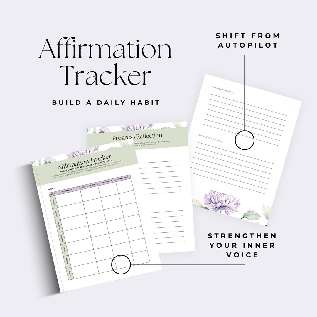 Printable Affirmation Tracker | 4-week Daily Journal for Mood Shifts ...
