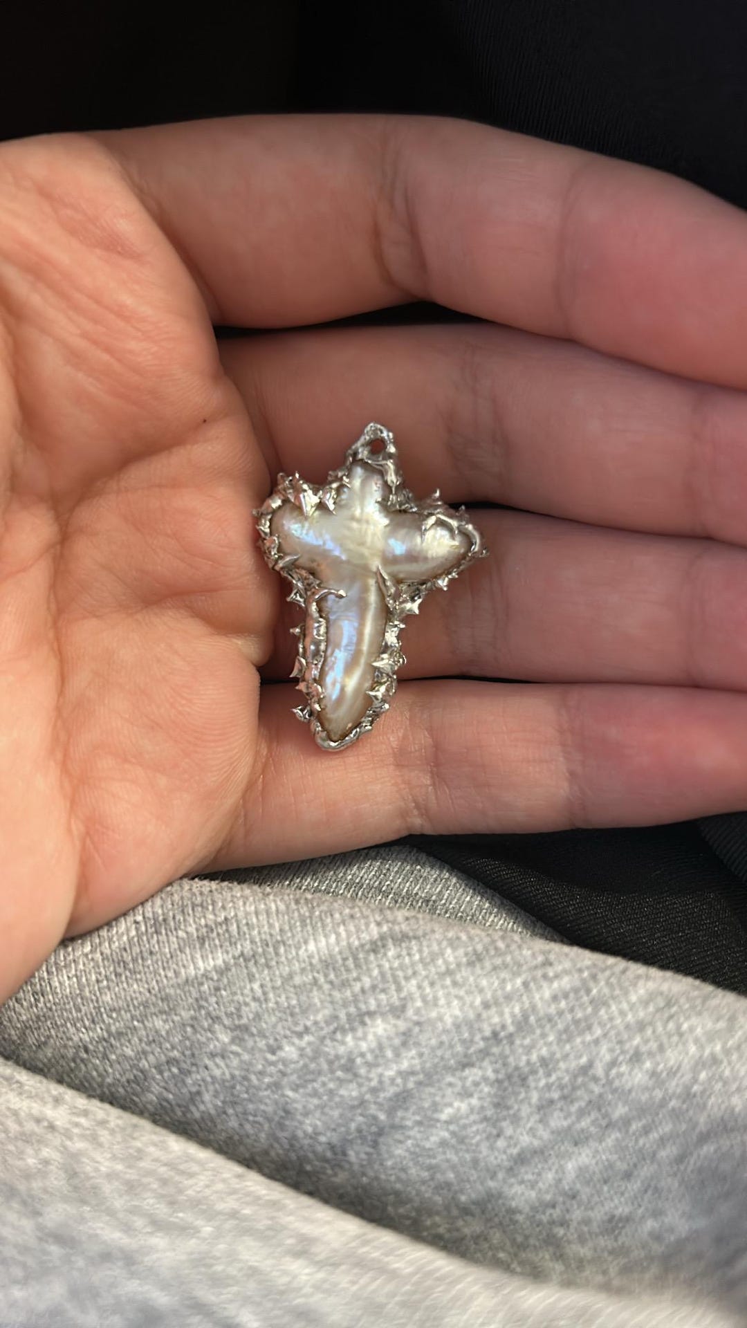 Custom Pearl Spiked Cross on a Handmade Stainless Steel Chain - Etsy
