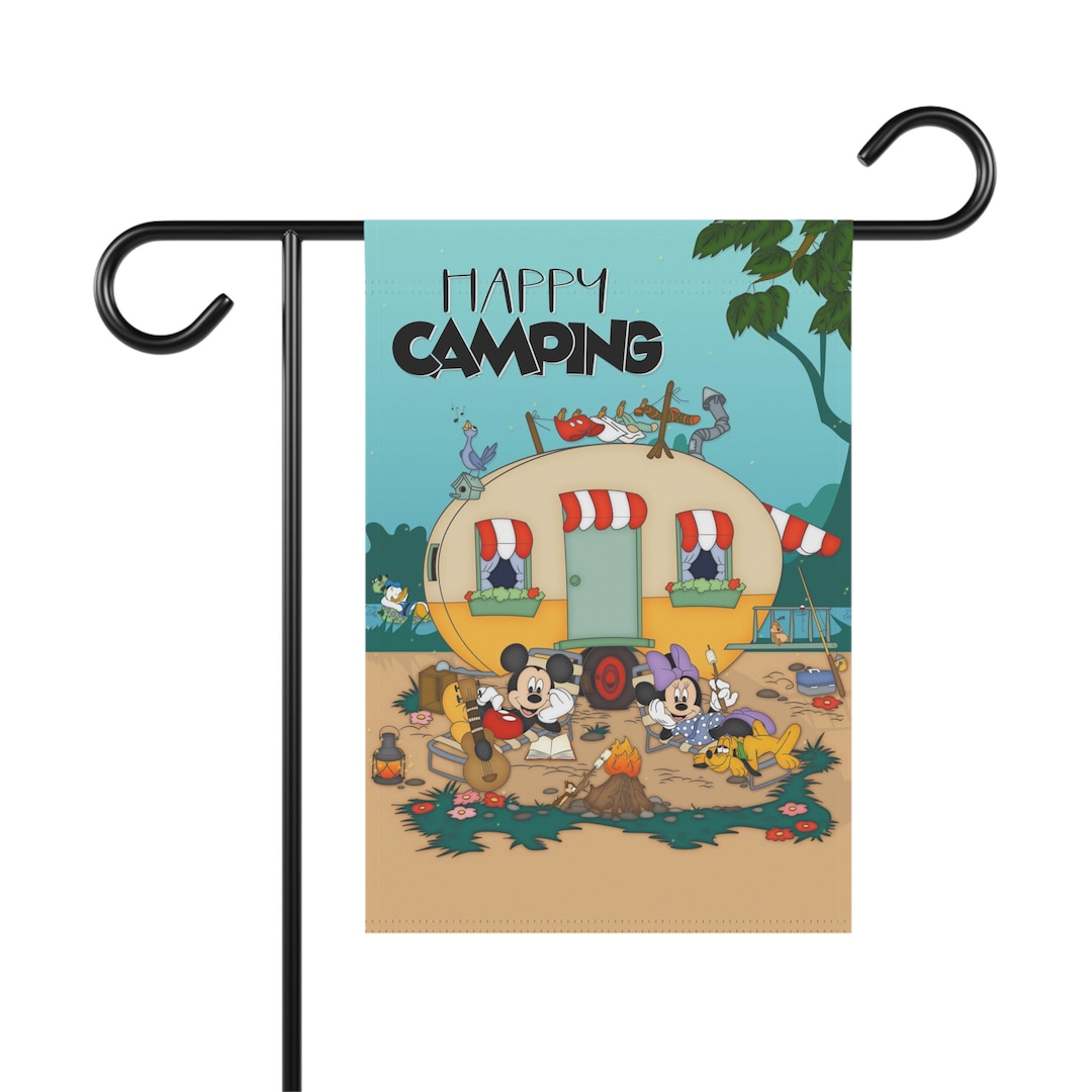 Disney Camping Flag, Unique Home and Garden Flag, Disney Happy Camping ...