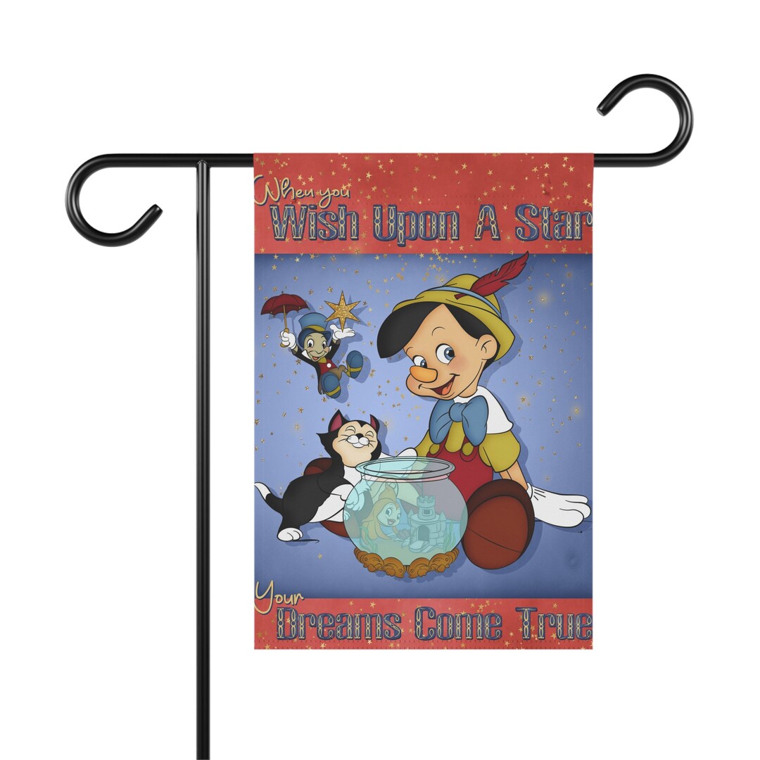 Disney Flag, Pinocchio Home Banner, Unique Home and Garden Flag, Disney Themed Pinocchio Art ...