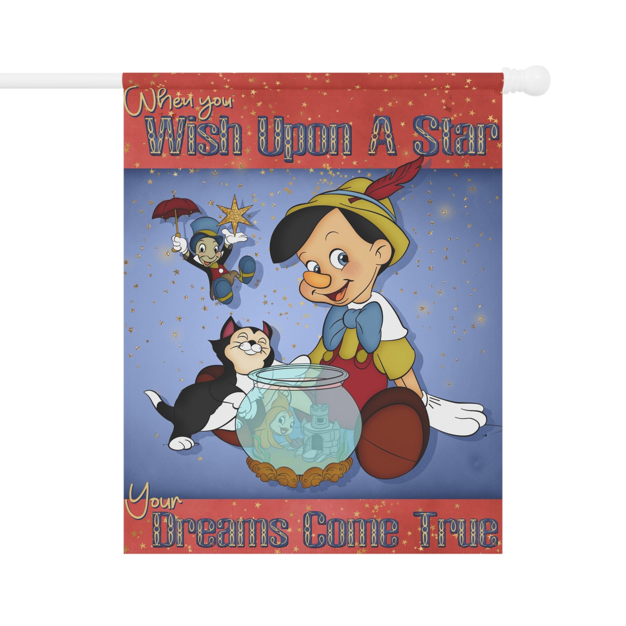 Disney Flag, Pinocchio Home Banner, Unique Home and Garden Flag, Disney ...