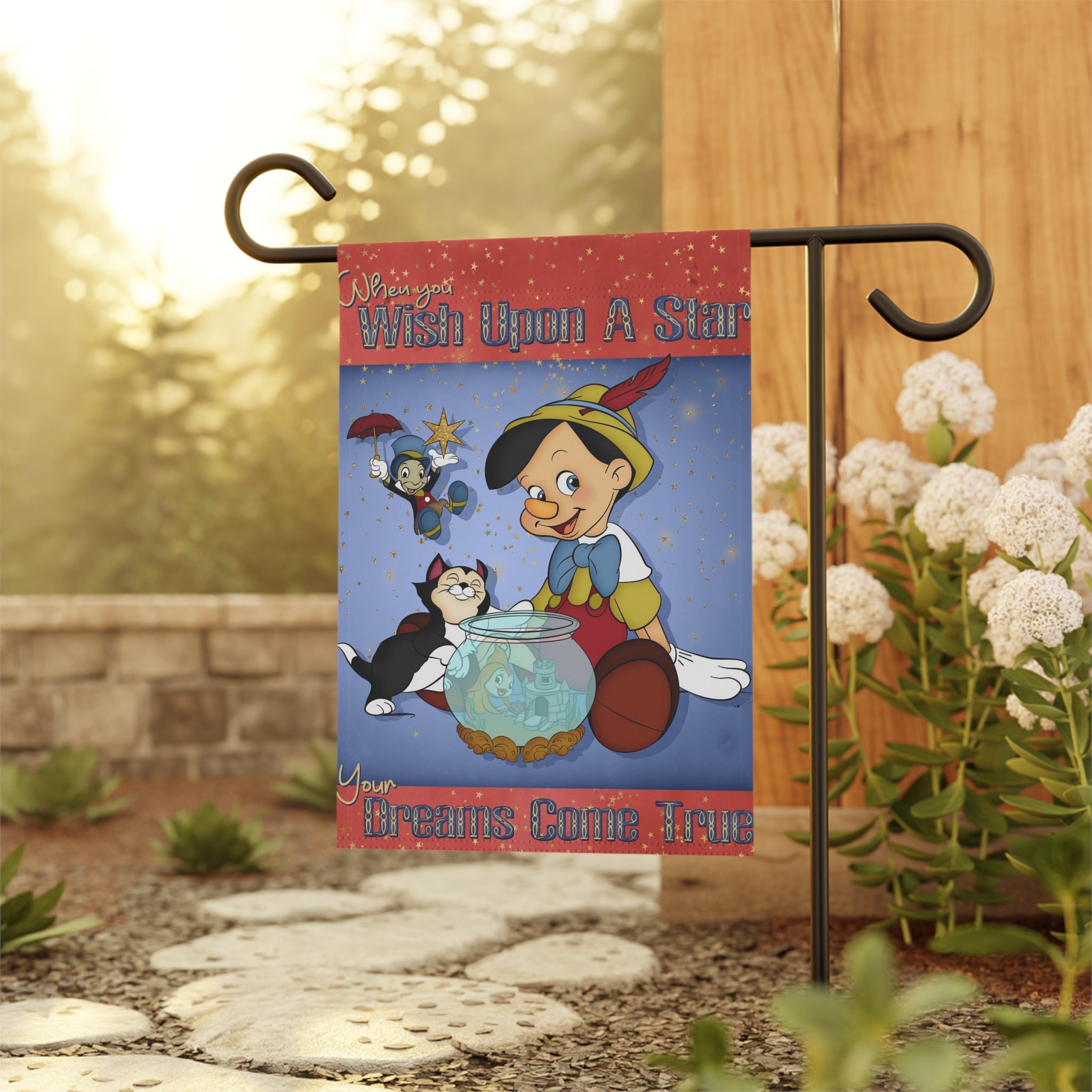 Disney Flag, Pinocchio Home Banner, Unique Home and Garden Flag, Disney Themed Pinocchio Art ...