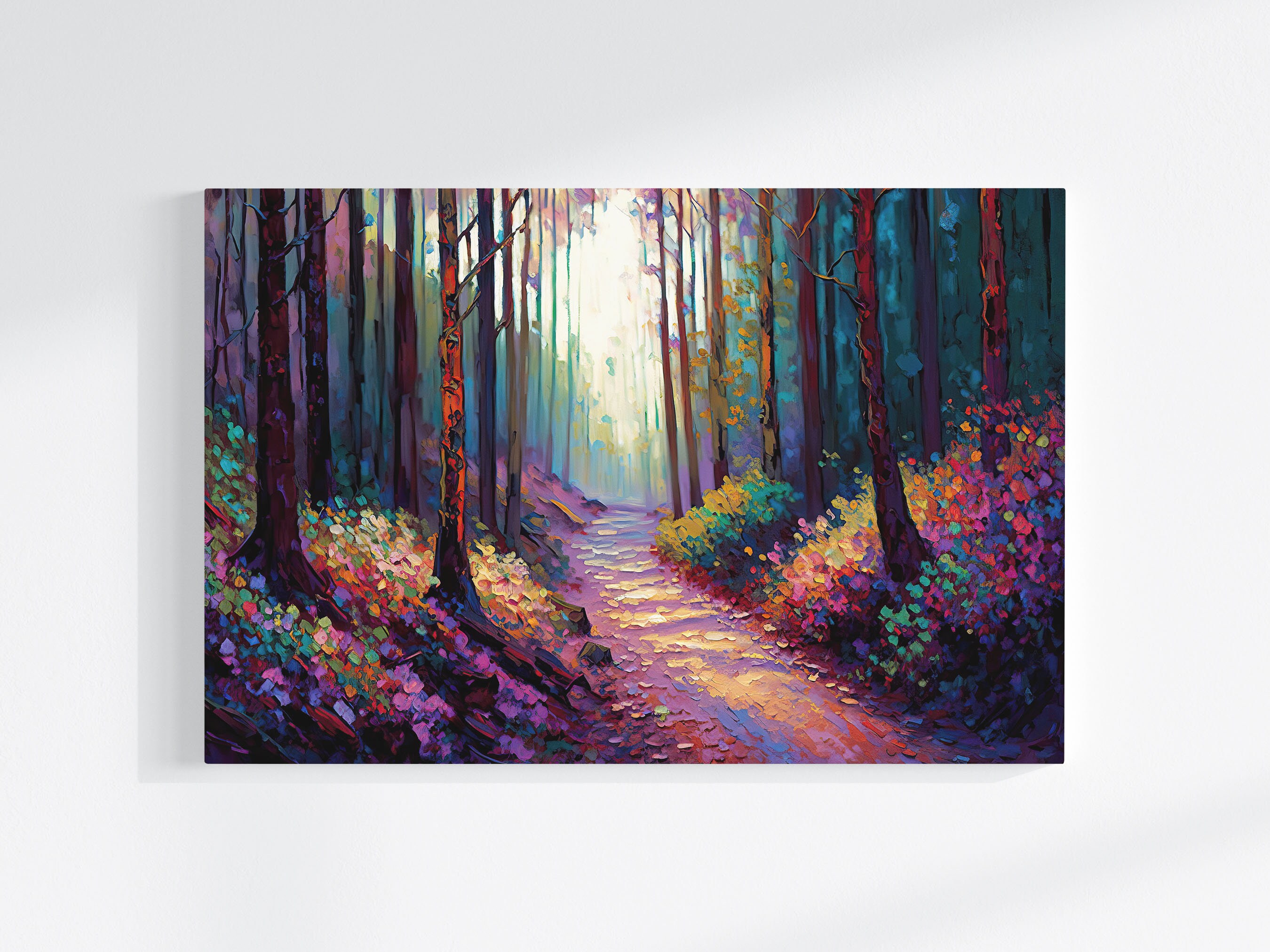Forest Path Art Canvas Print Nature Landscape Oil Painting Wall Decor ...