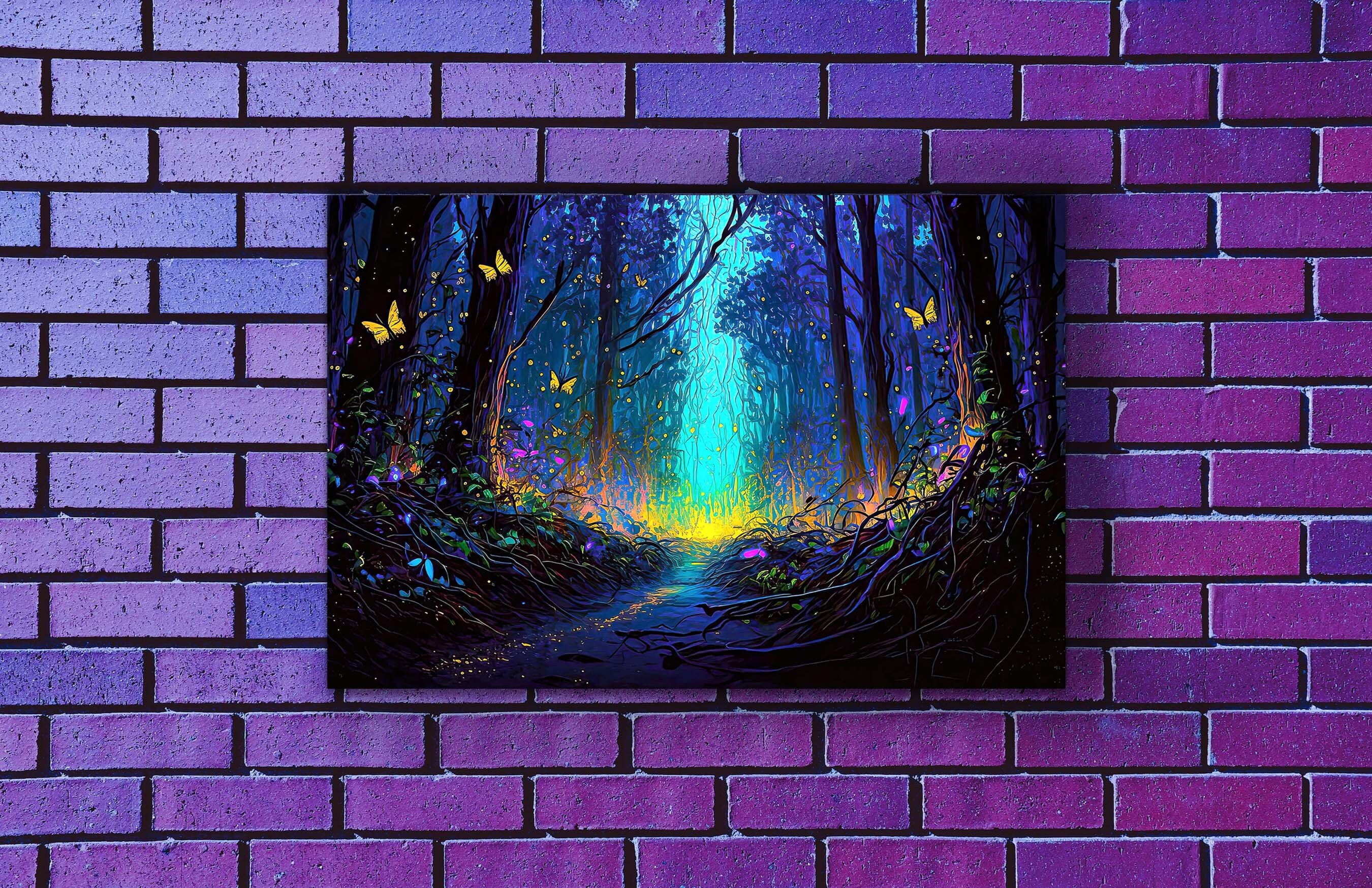 Fantasy Firefly Forest Wall Art Canvas Print Magical Serene Landscape ...