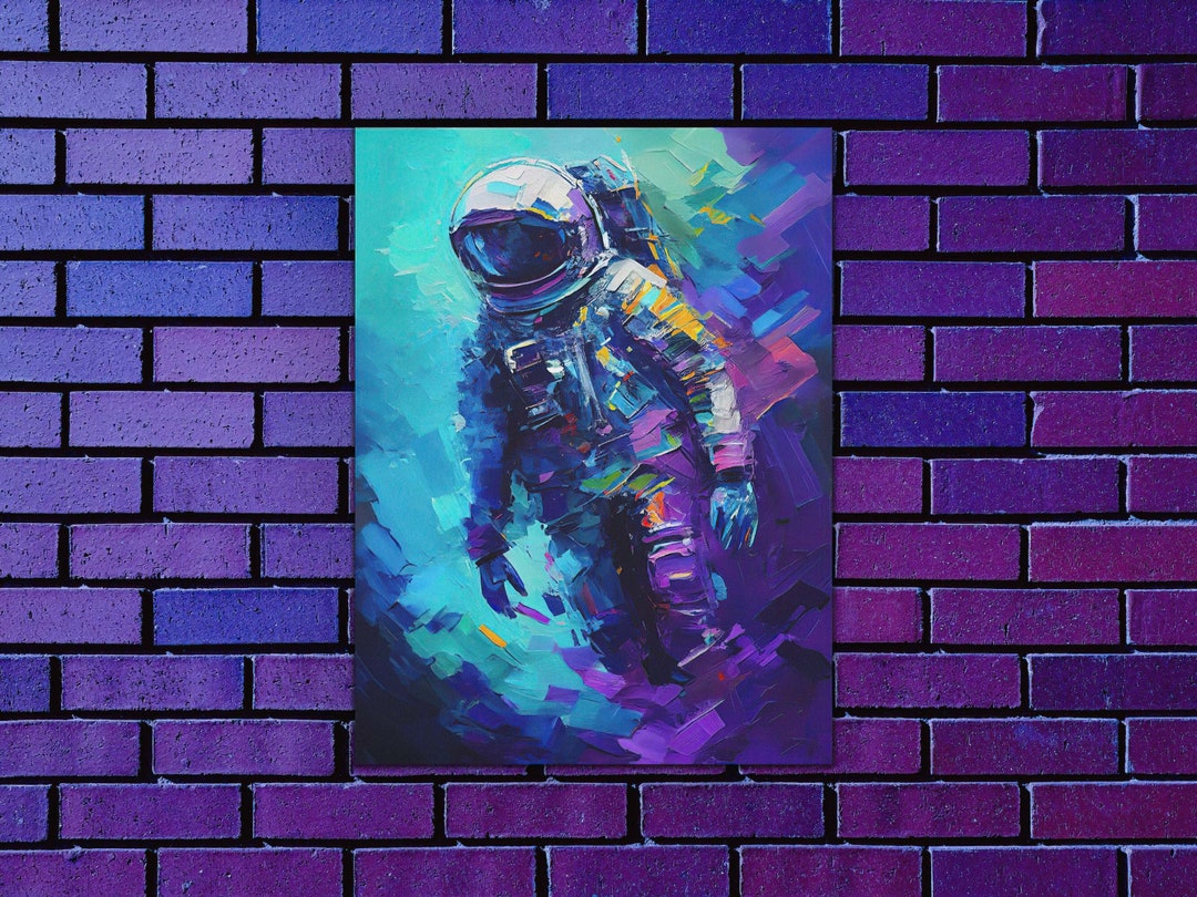 Spaceman Abstract Oil Painting Canvas Print Trippy Astronaut Modern ...
