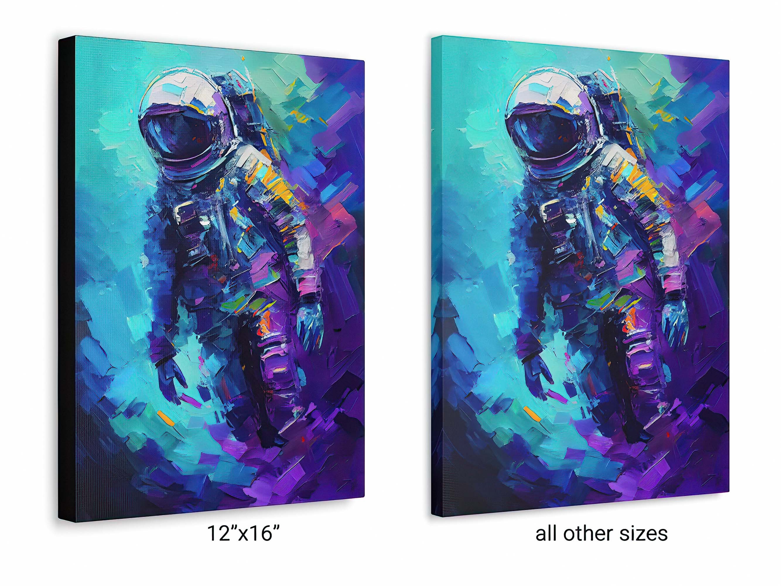 Spaceman Abstract Oil Painting Canvas Print Trippy Astronaut Modern ...