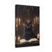 Gothic Black Cat Canvas, Dark Academia Cat Reading Book Art, Mysterious ...