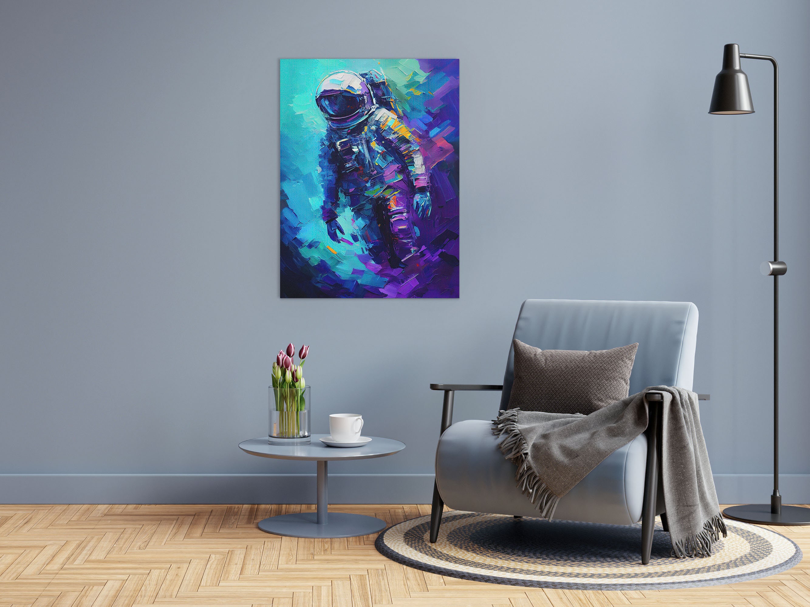 Spaceman Abstract Oil Painting Canvas Print Trippy Astronaut Modern ...