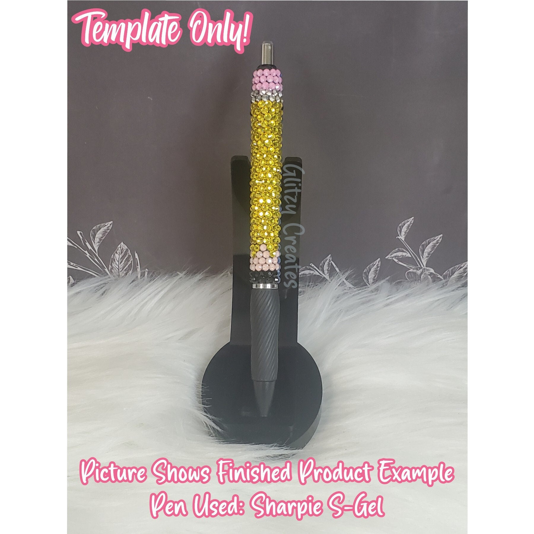 Pencil Crayon Split Rhinestone Pen Template, SS10 Rhinestone Template ...
