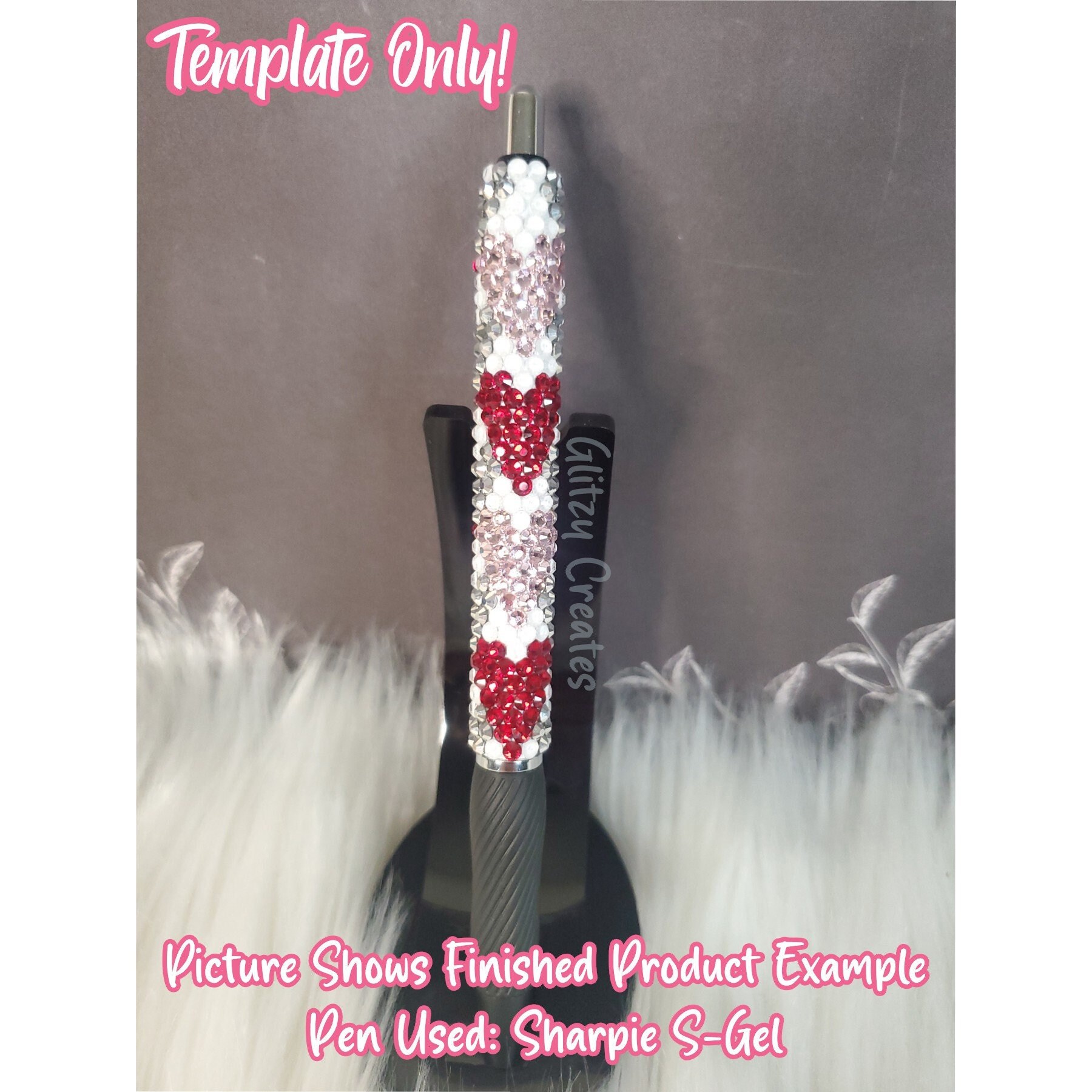 Multi Hearts Rhinestone Pen Template, SS10 Rhinestone Template, Sharpie ...