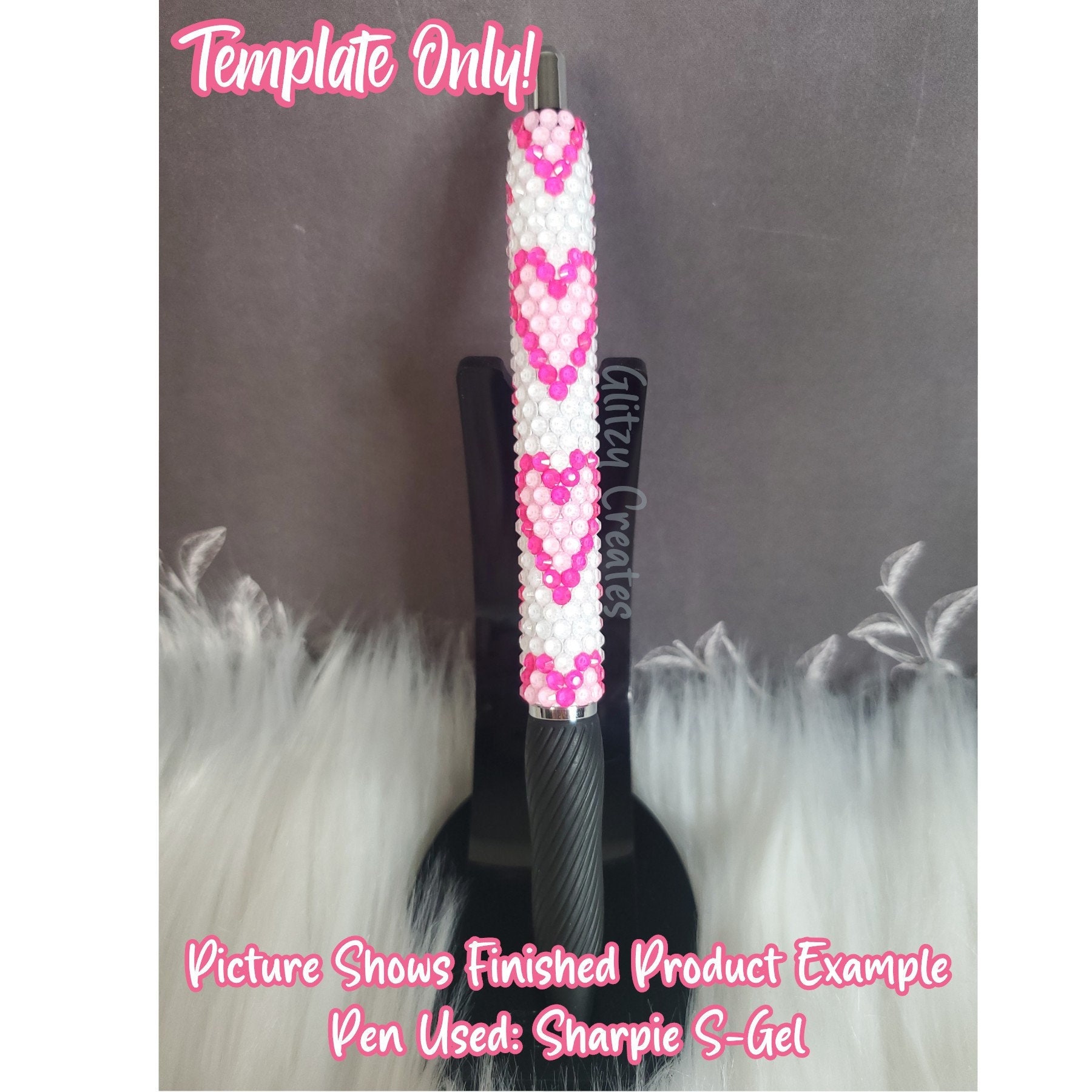 Large Hearts Rhinestone Pen Template, SS10 Rhinestone Template, Sharpie ...