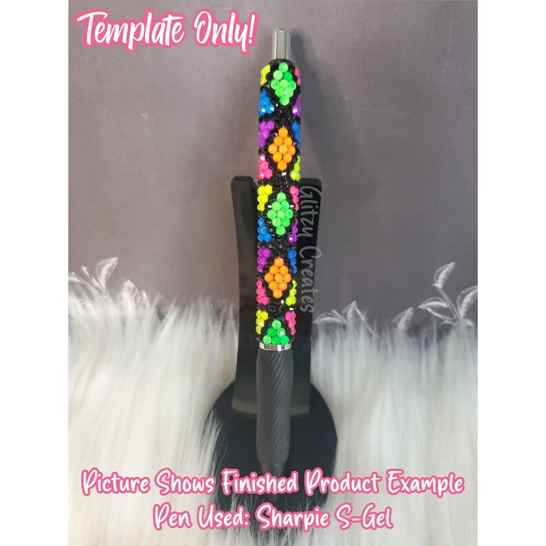 Neon Abstract Rhinestone Pen Template, SS10 Rhinestone Template ...