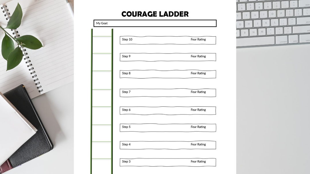 Courage Fear Step Ladder CBT Anxiety Exposure Therapy Worksheet - Etsy