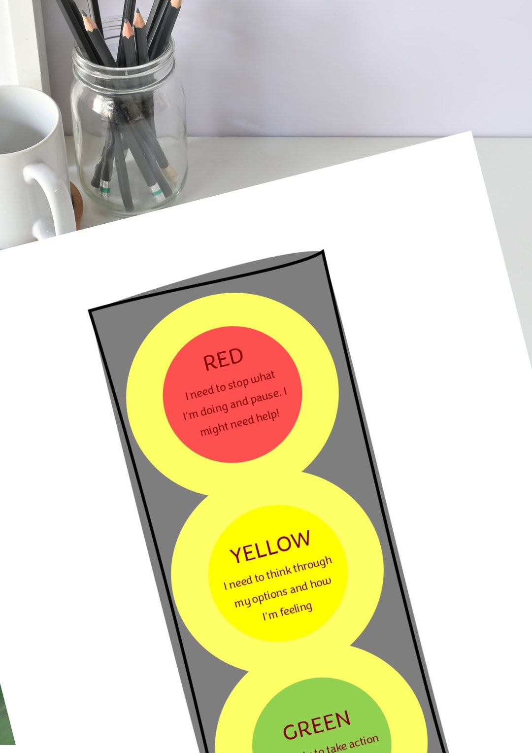 Traffic Light Emotional Regulation Worksheet Therapy Tool - Etsy