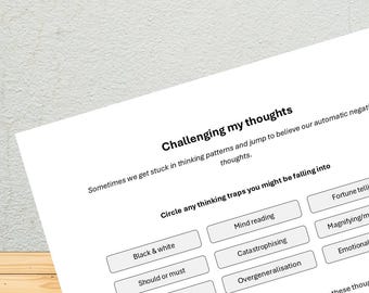 Automatic Negative Thoughts Worksheet - Etsy UK
