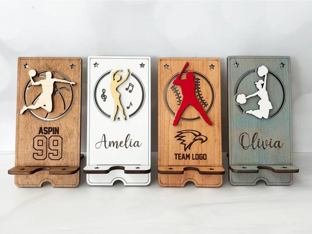 Handcrafted Sports Themed Personalized Wooden Cell Phone Stand - Etsy