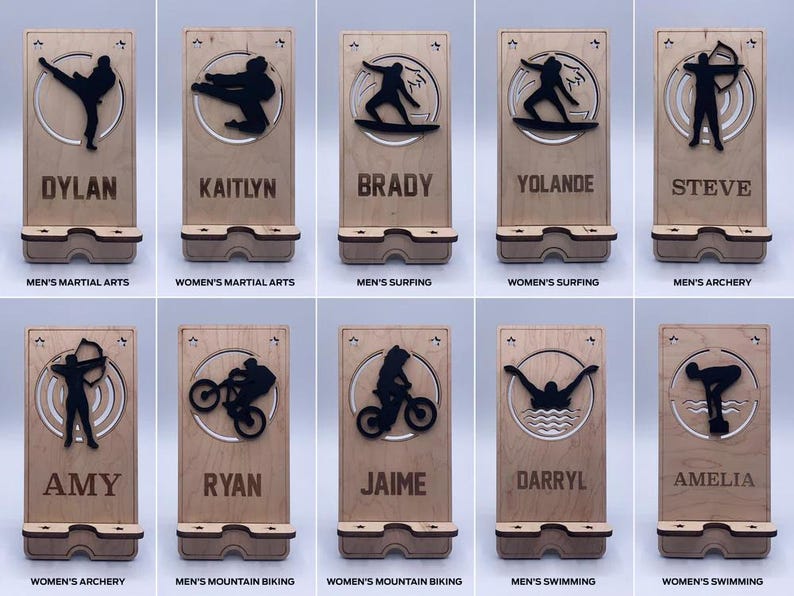 Handcrafted Sports Themed Personalized Wooden Cell Phone Stand - Etsy