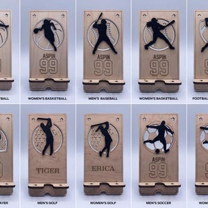 Handcrafted Sports Themed Personalized Wooden Cell Phone Stand - Etsy