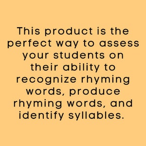 Rhyming and Syllables Assessment (kindergarten) - Etsy