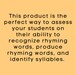 Rhyming and Syllables Assessment (kindergarten) - Etsy