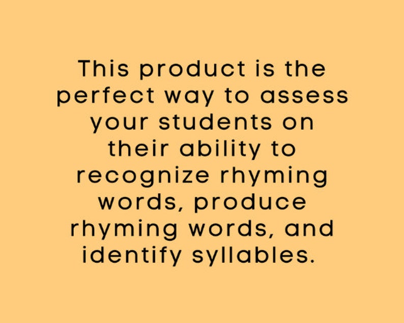 Rhyming and Syllables Assessment (kindergarten) - Etsy