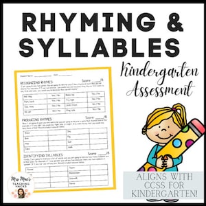 Rhyming and Syllables Assessment (kindergarten) - Etsy