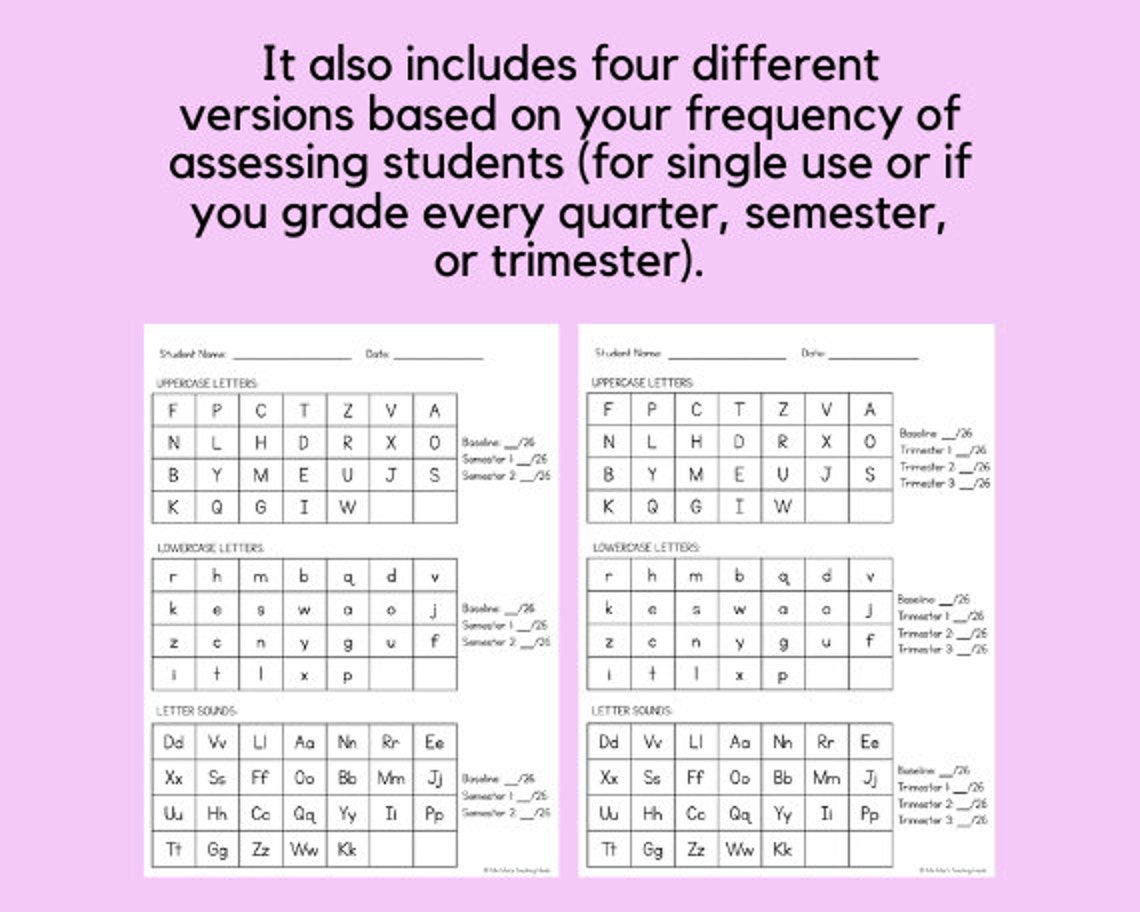 Uppercase, Lowercase, Sound Letter Identification Assessment - Etsy