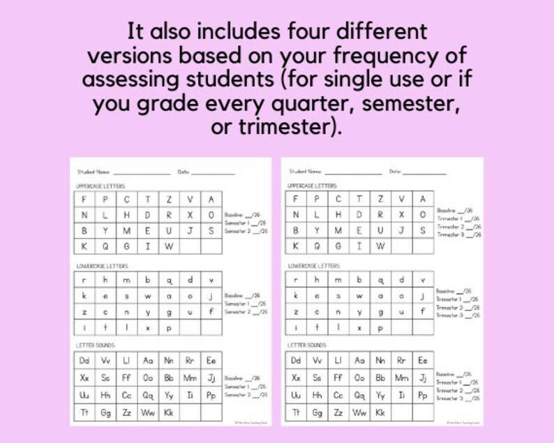 Uppercase, Lowercase, Sound Letter Identification Assessment - Etsy
