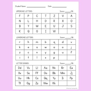 Uppercase, Lowercase, Sound Letter Identification Assessment - Etsy