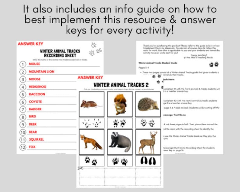 Winter Animal Tracks Activity & Scavenger Hunt - Etsy