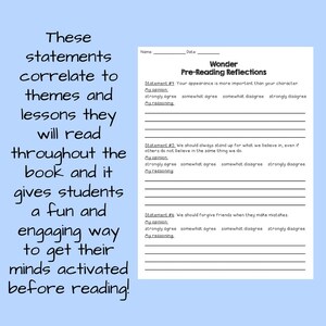 Wonder Pre-reading Reflections - Etsy