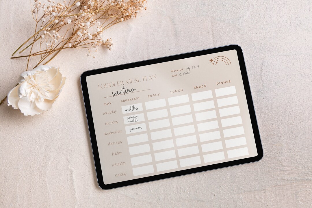 Aesthetic Boho Toddler Weekly BLW Meal Planner Printable and for Tablet ...