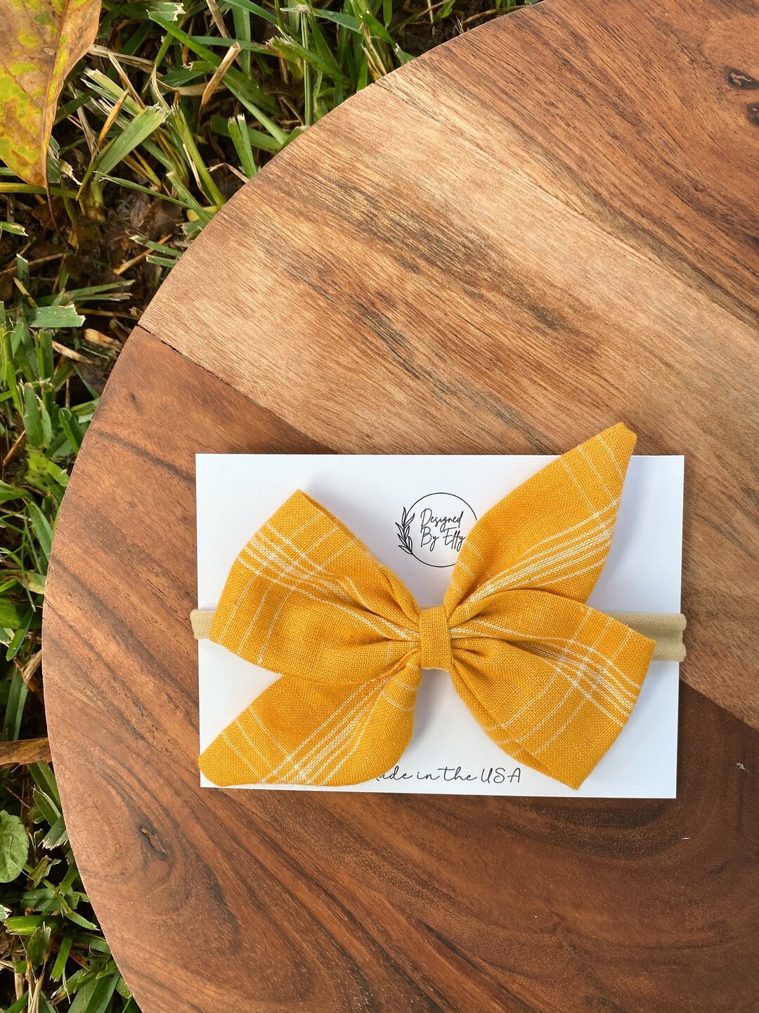 Sunflower Yellow Striped Pinwheel Hair Bow Medium Size Hair - Etsy