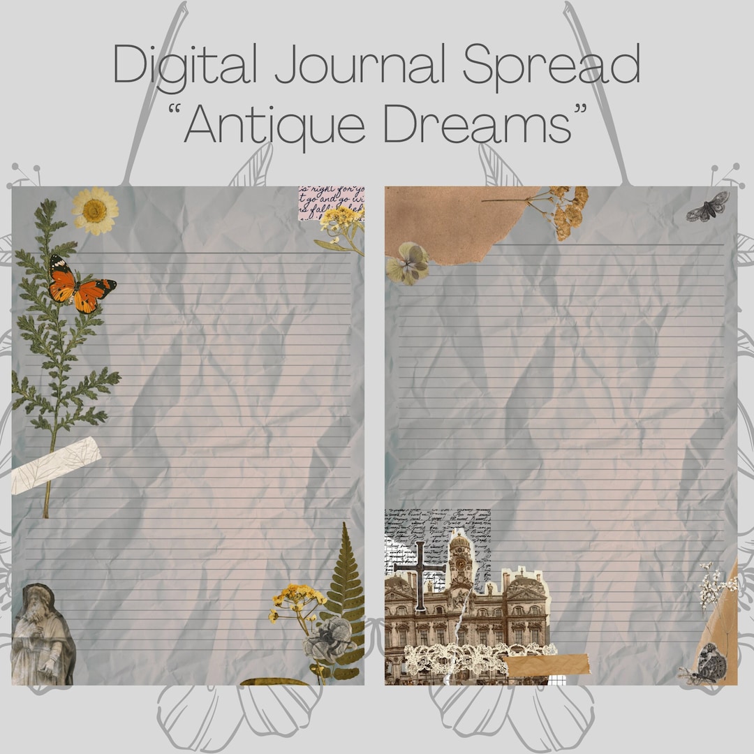 Digital Journal Double Pages Spread antique Dreams - Etsy