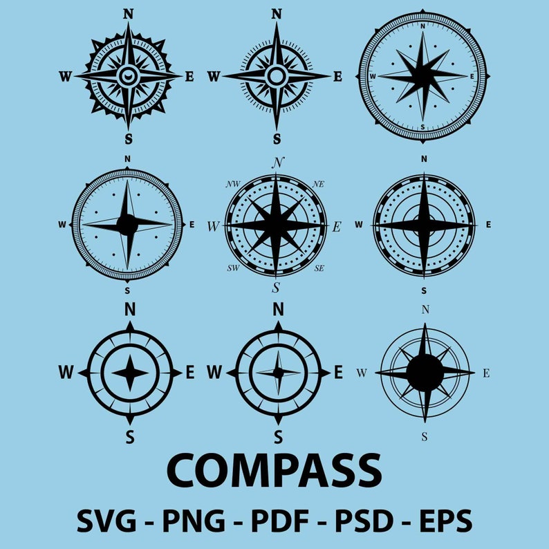 Compass Compass SVG Compass Rose SVG Compass Digital - Etsy