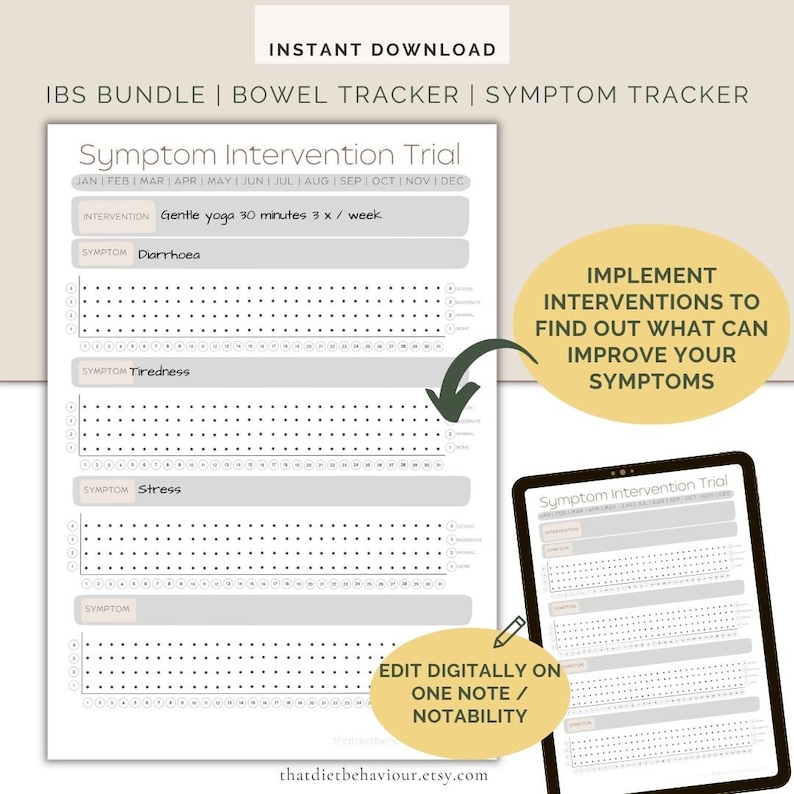 Food and Symptom Tracker, Printable Food Diary, IBS Symptom Tracker, Bowel Tracker, Stool Chart ...